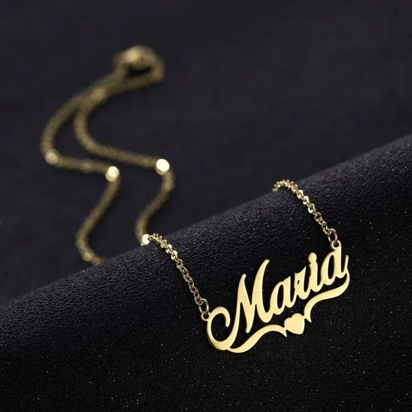 Name necklaces with heart design MONA BELLA CUSTOM JEWELRY DESIGN